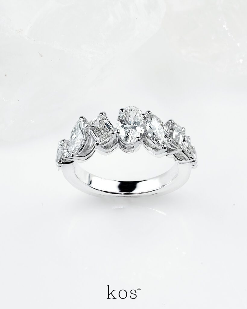 แหวนเพชร Mixed Shape Diamond Half Band - KOS Jewelry