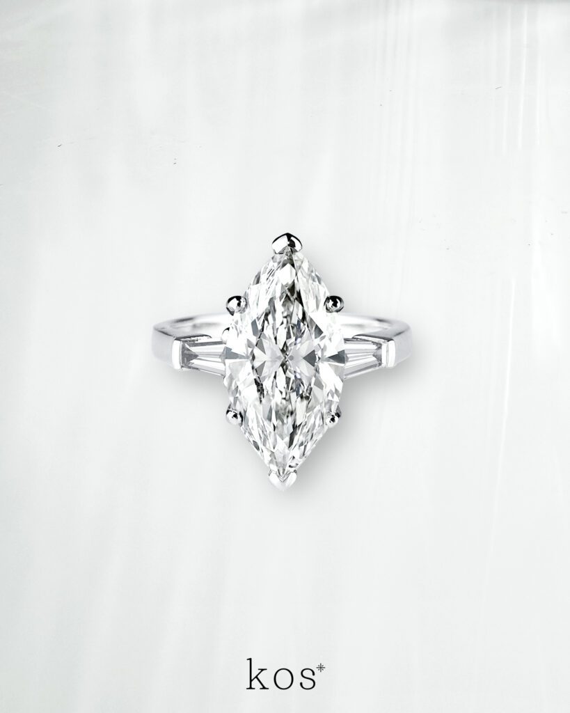 แหวนเพชร Marquise with Taper diamonds on sides - KOS Jewelry